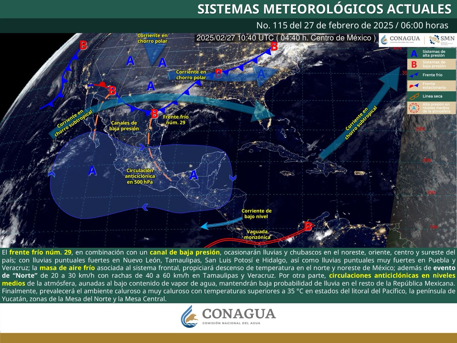 Ⓜ️📺Traerá frente frío 29 nublados con lluvias en la mitad norte del ...